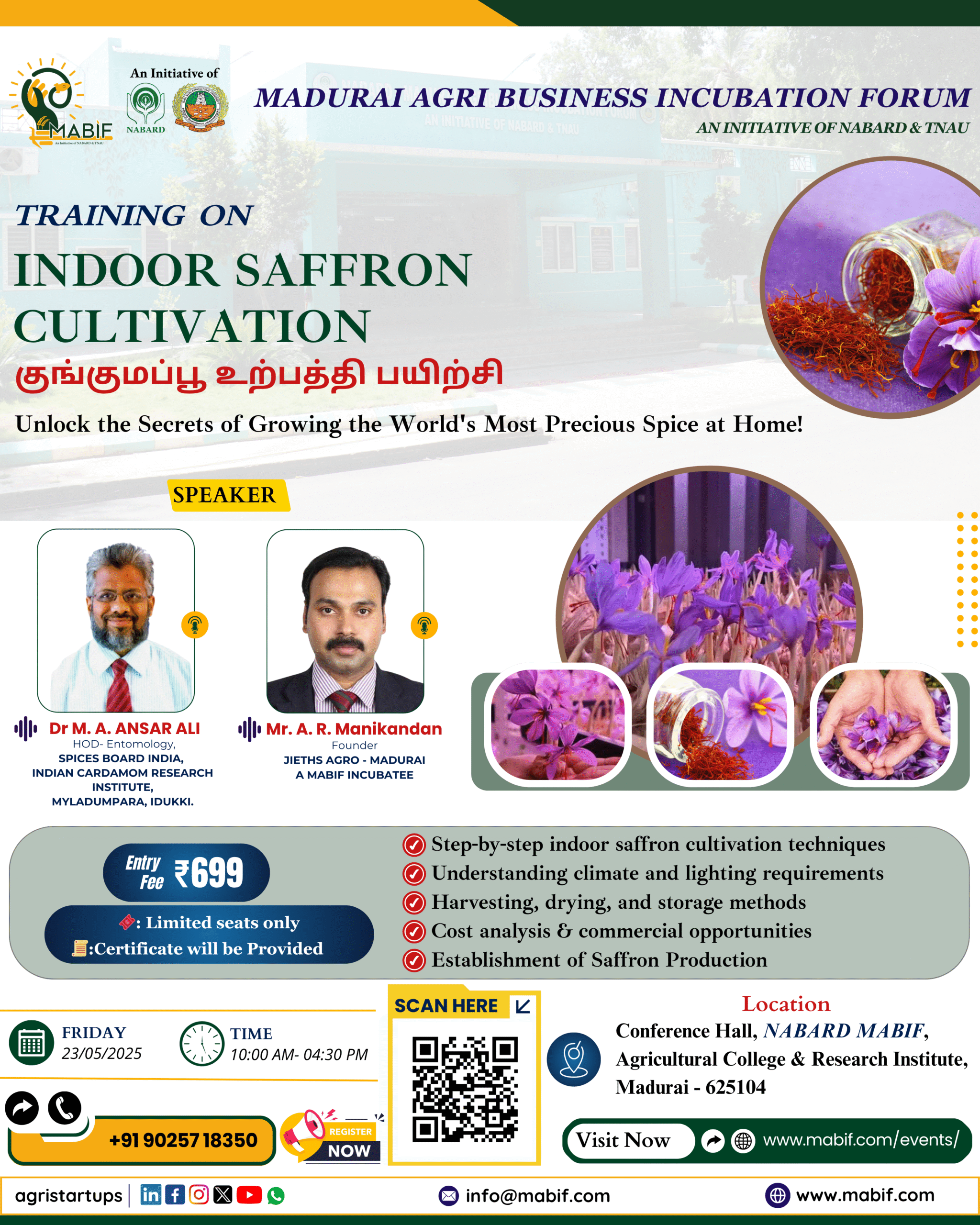 “Training on Indoor Saffron Cultivation” – MABIF
